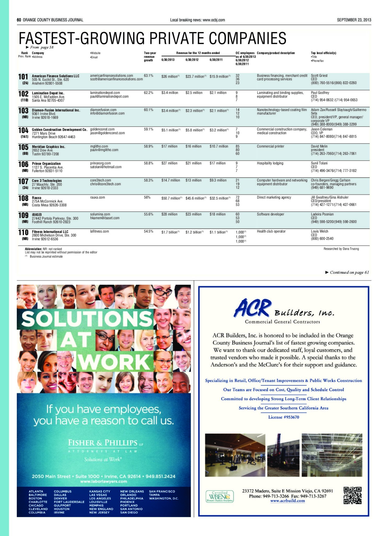 ACR Builders is #2 on the Fastest-Growing Private Companies list ACR Builders is #2 on the Fastest-Growing Private Companies list
